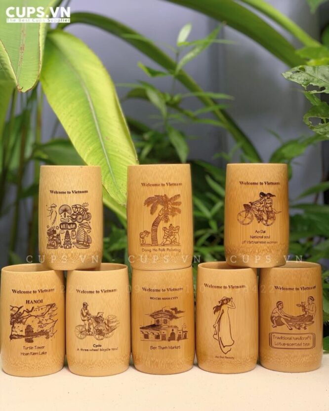 Ly Tre Khắc Họa Tiết Việt Nam - Quà Cho Người Nước Ngoài